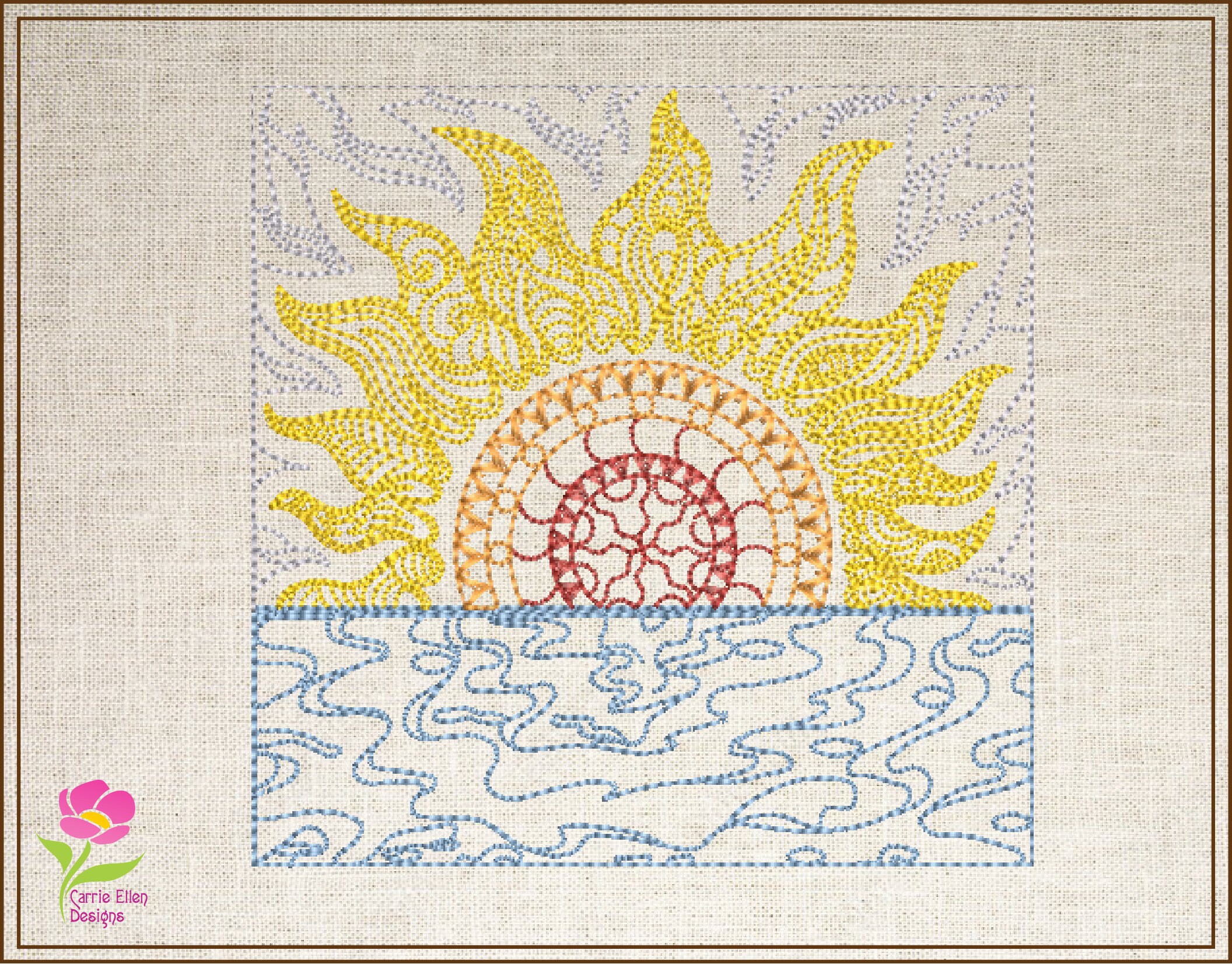 Mandala Sunset Embroidery Design Mandala Line Art Embroidery | Etsy