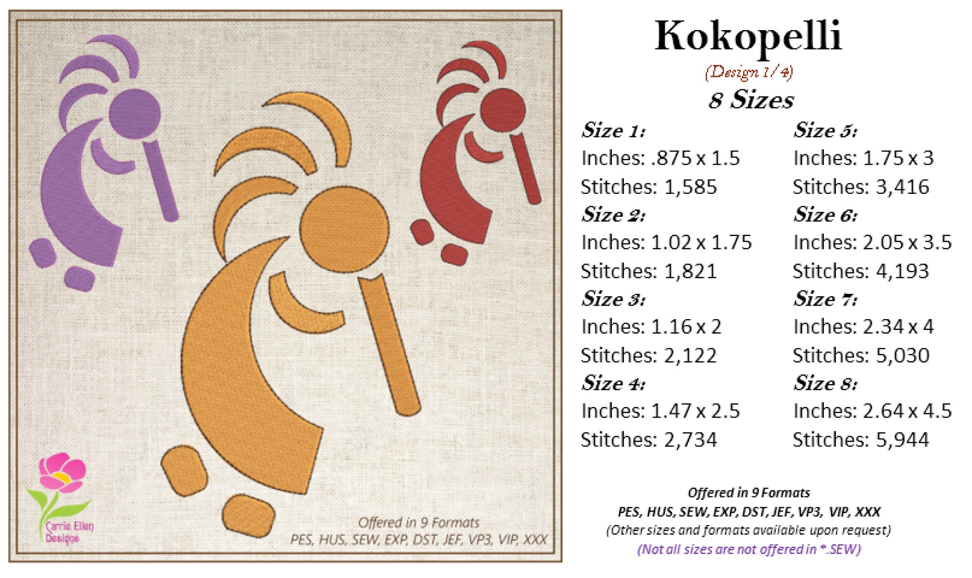 Kokopelli Embroidery Design Bundle, Dancing Kokopelli Embroidery ...