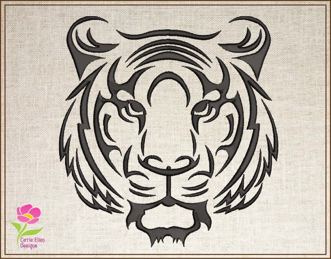 Tiger Embroidery Design, Animal Embroidery, Tiger Line Art Embroidery ...