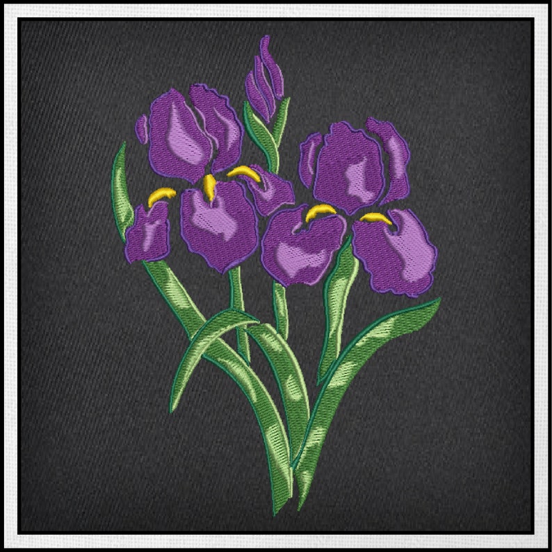 Iris Machine Embroidery Design Iris Flower Design Lilac and - Etsy