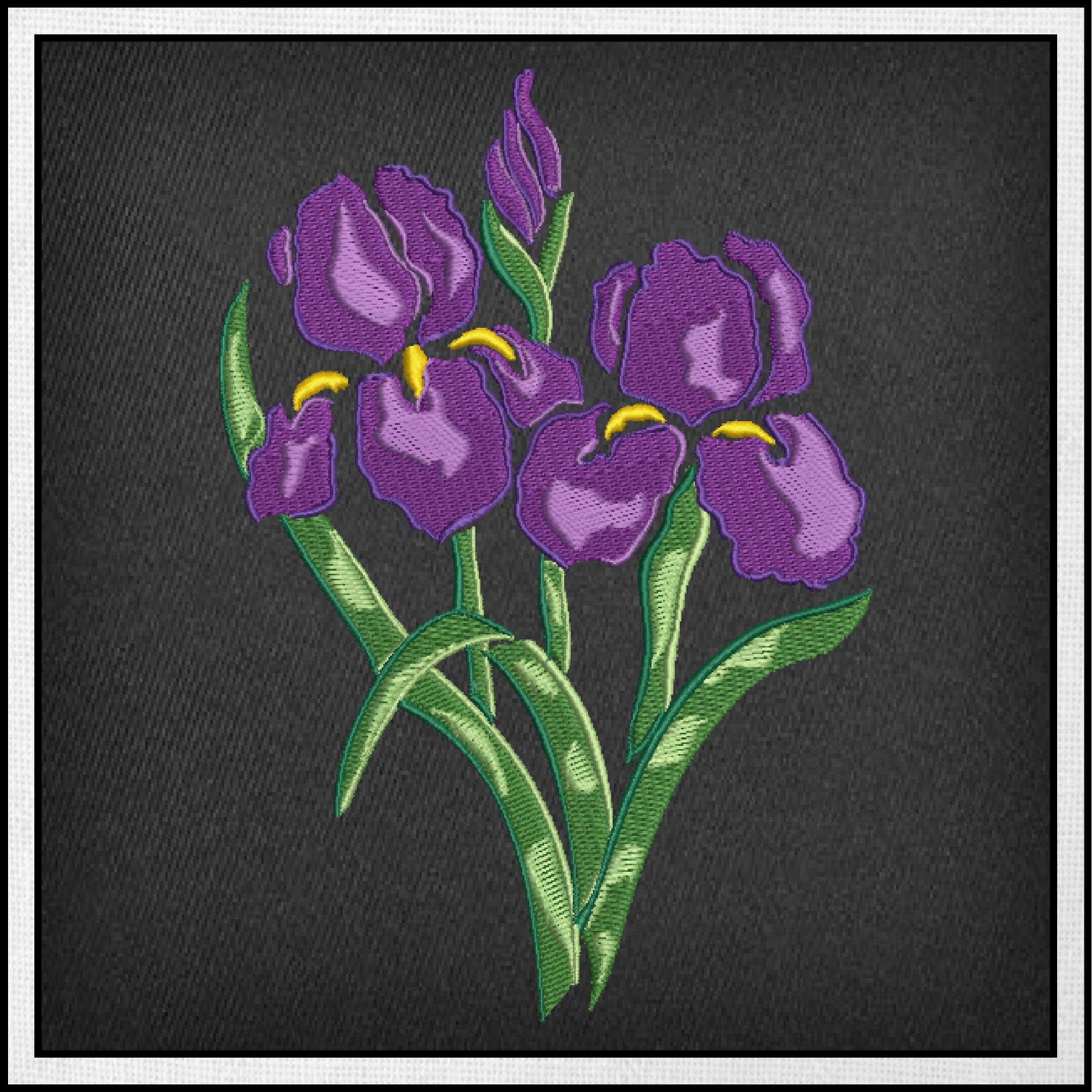 Iris Machine Embroidery Design, Iris Flower Design, Lilac and Purple ...