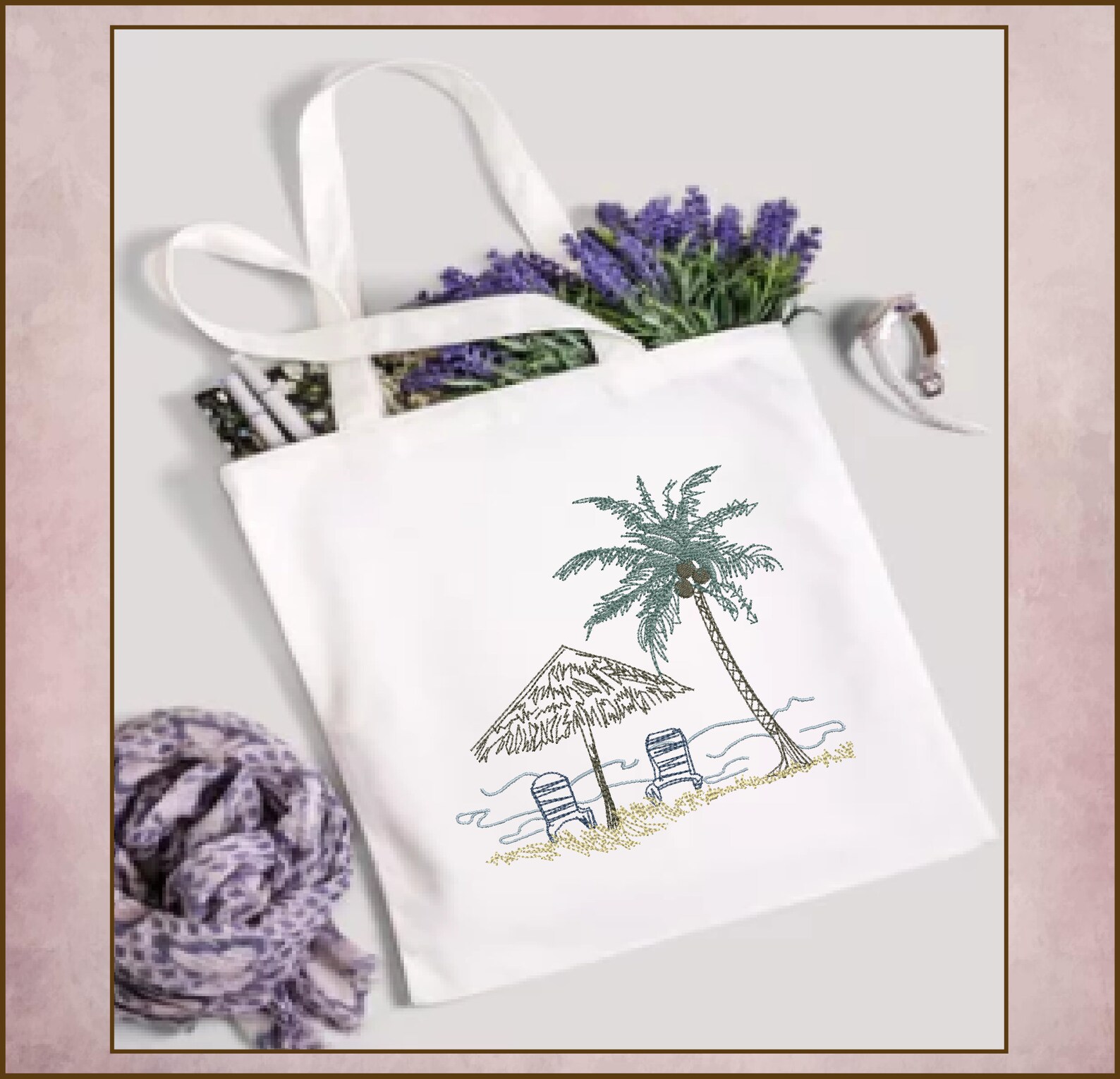 Beach Scene Machine Embroidery Design Summer Embroidery | Etsy