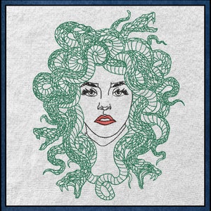 Medusa Snake Head Machine Embroidery Design, Line Art Greek Mythology ...