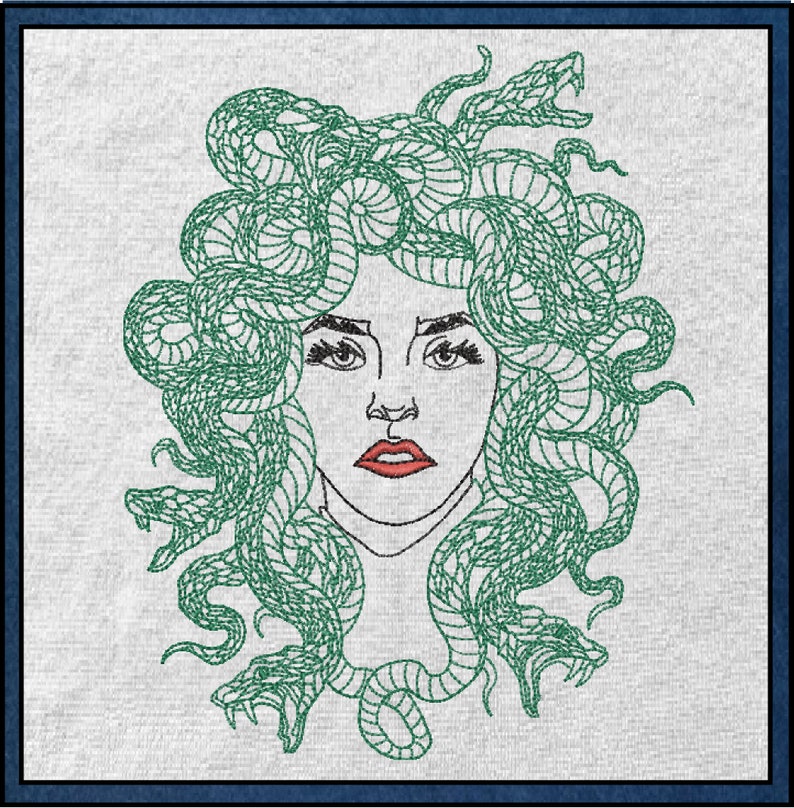 Medusa Snake Head Machine Embroidery Design Line Art Greek - Etsy