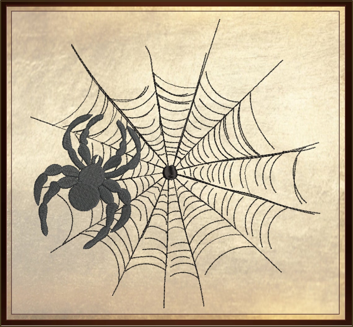 Spider in Web Machine Embroidery Design Spiderweb Embroidery - Etsy