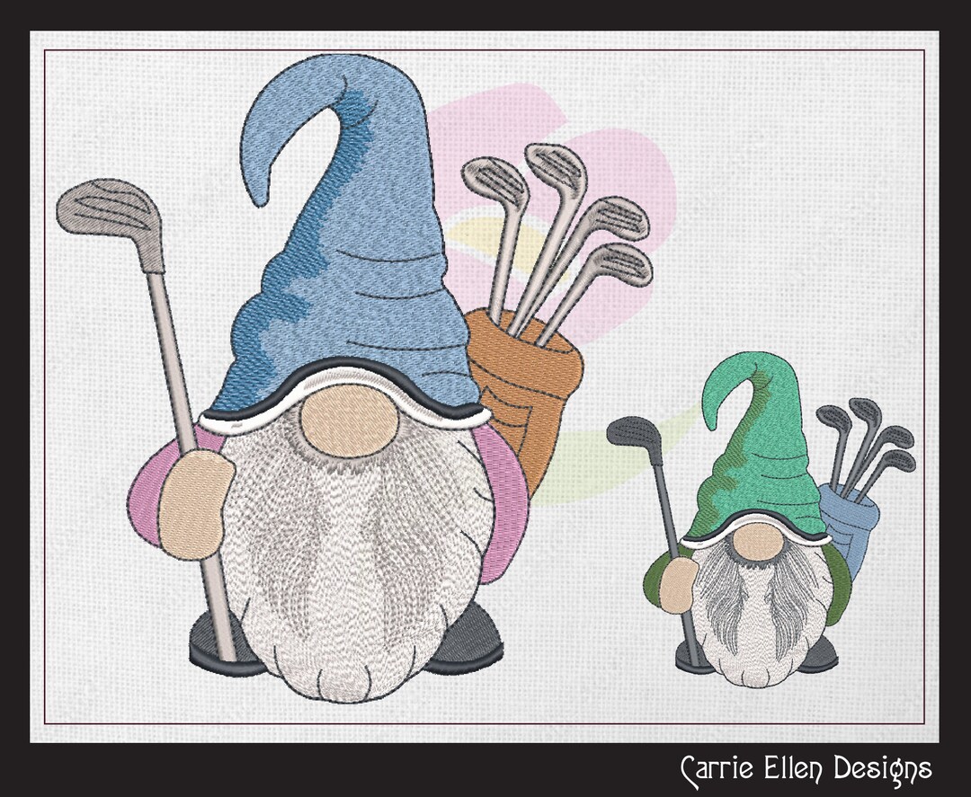 Golfer Gnome Machine Embroidery Design, Fun Golf Design, Gnome With ...