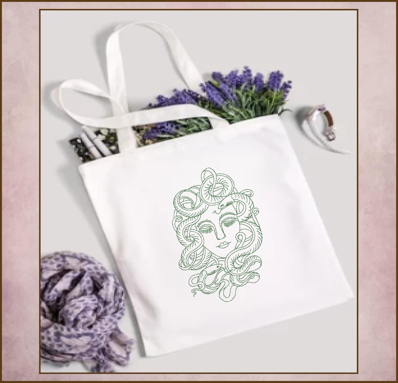 Medusa Head Machine Embroidery Design Line Art Greek | Etsy