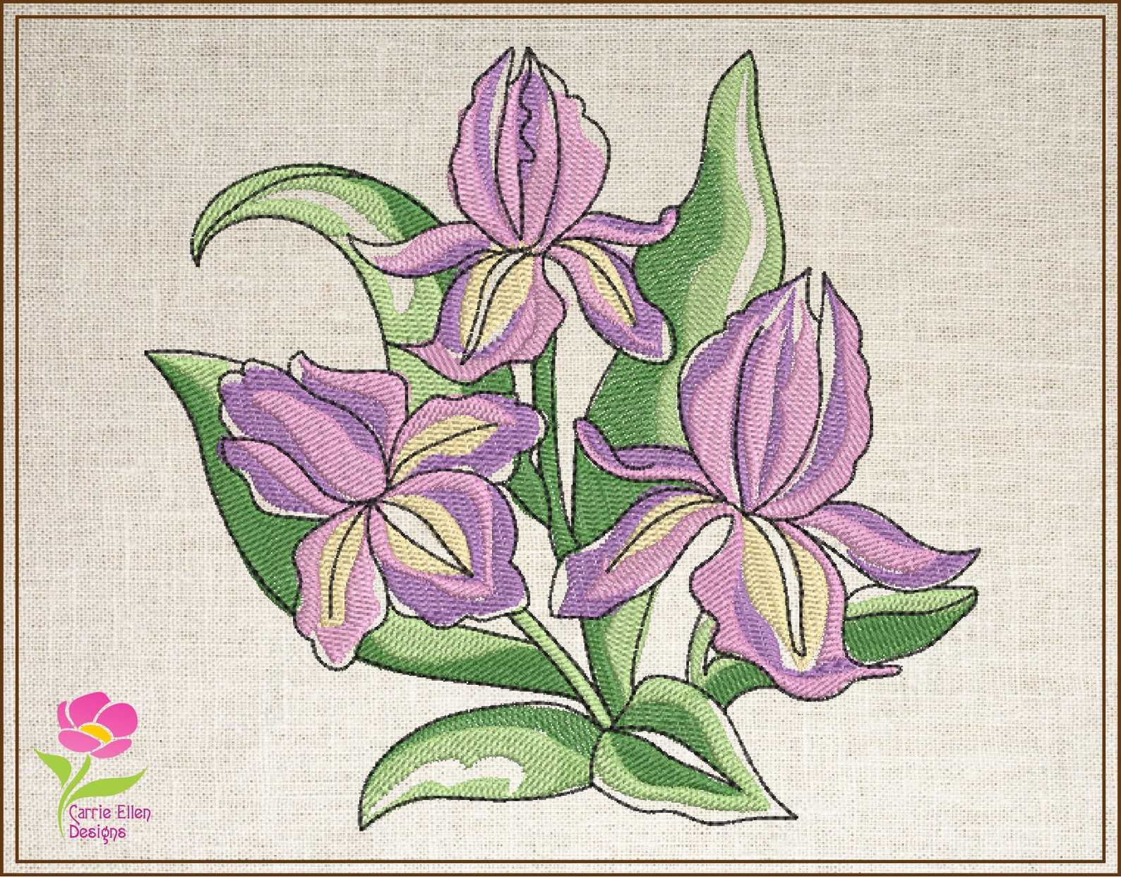 Iris Machine Embroidery Design Iris Flower Design Lilac and | Etsy