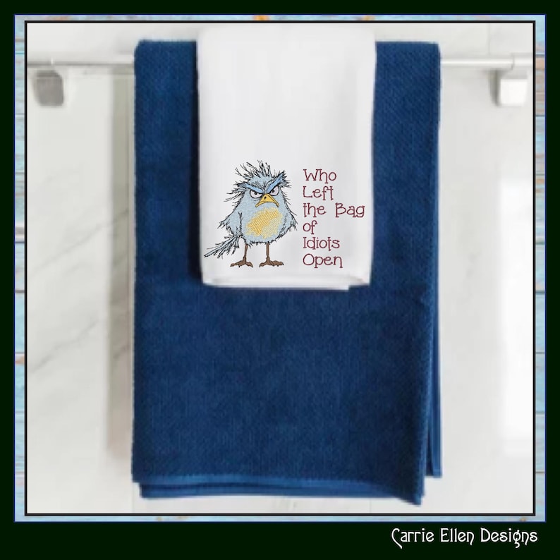 Grumpy Bird Saying Machine Embroidery Design, Who Left the Bag of ...