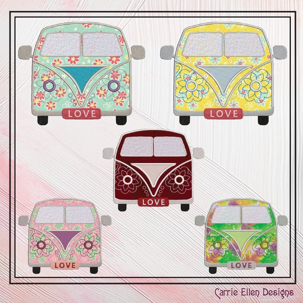 Hippie Bus Machine Embroidery - Etsy