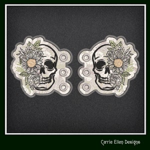 Skull ITH Machine Embroidery Shoe Wings, Floral Skeleton in the Hoop ...