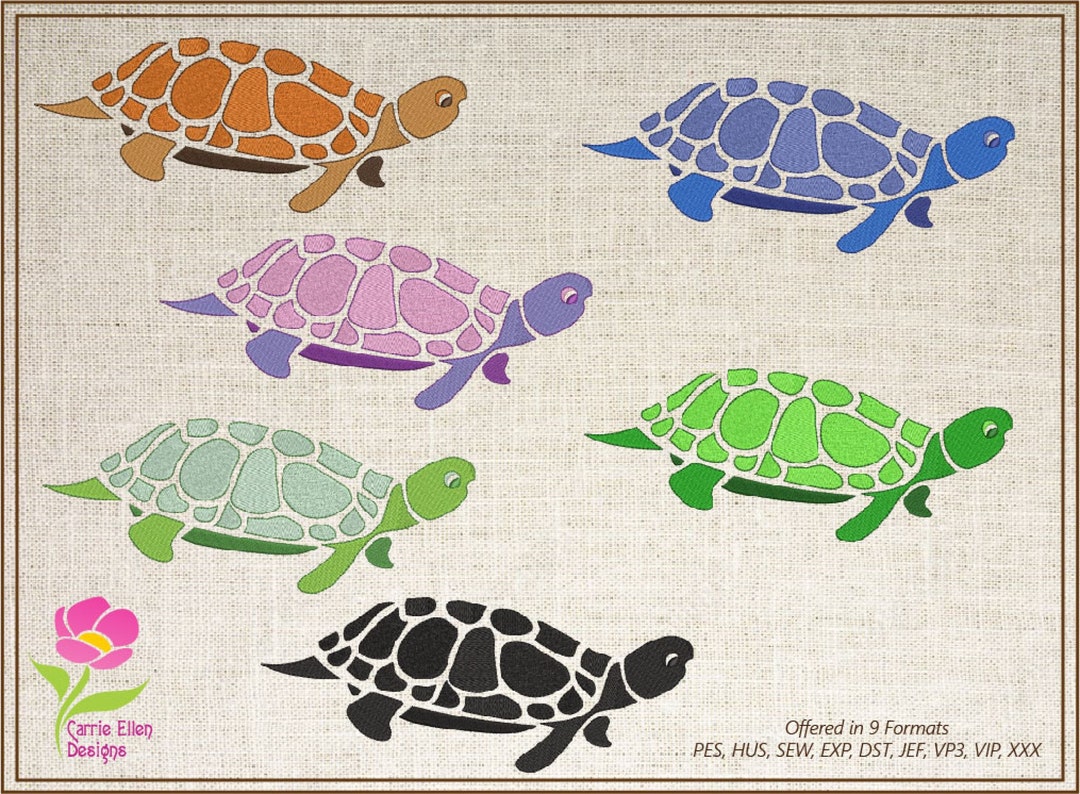 Sea Turtle Machine Embroidery Design, Animal Embroidery, Ocean Tortoise ...