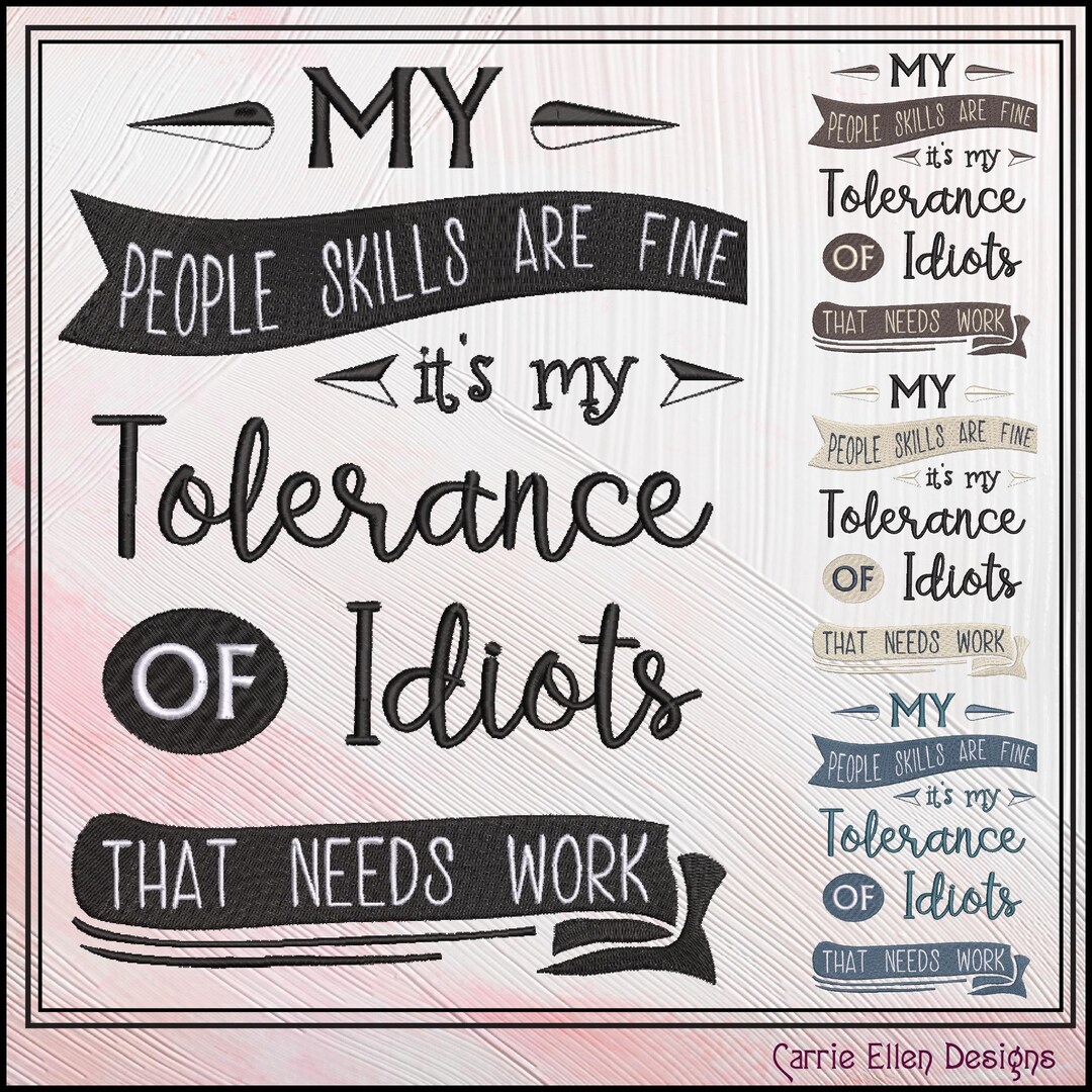 People Skills Machine Embroidery Design | Snarky Idiots Quote | Funny ...