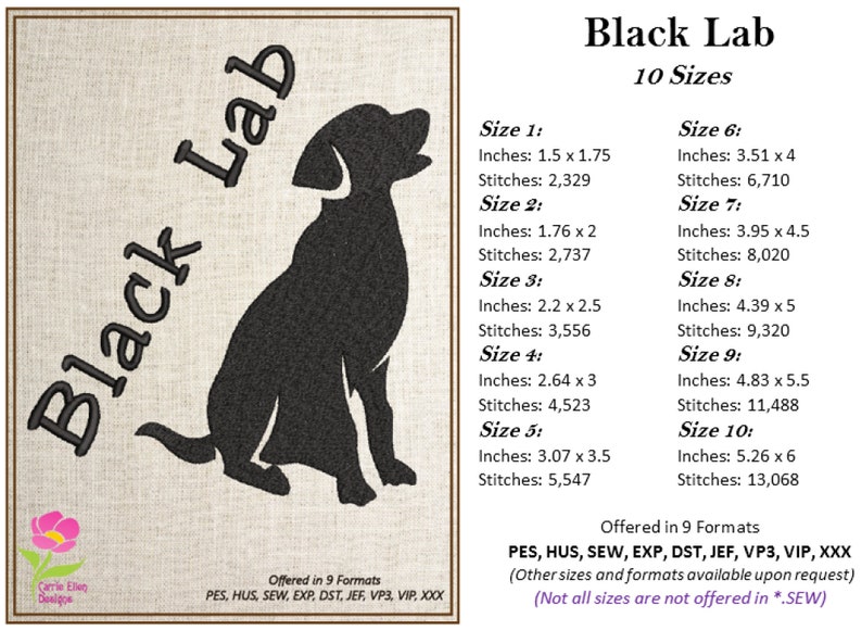 Black Lab Machine Embroidery Design Labrador Retriever Dog | Etsy