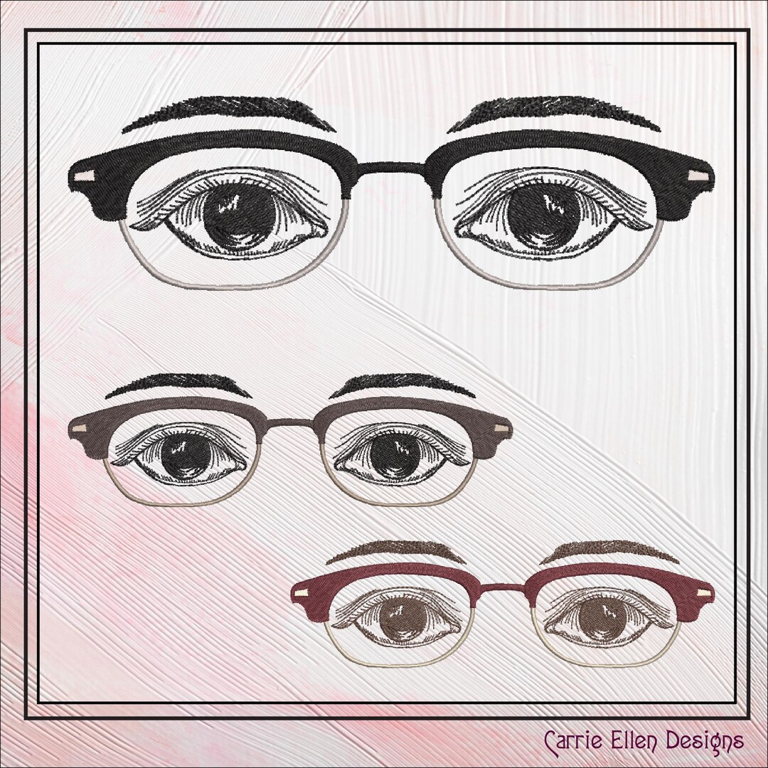 Eyeglasses Machine Embroidery Design, Mens Eyes Embroidery Pattern ...