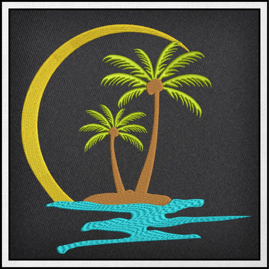 Tropical Island Machine Embroidery Design Palm Tree Island | Etsy