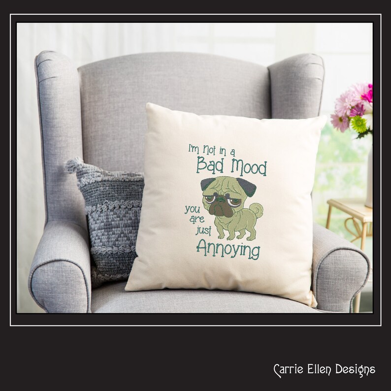 Grumpy Dog Machine Embroidery Design Im Not in a Bad Mood - Etsy