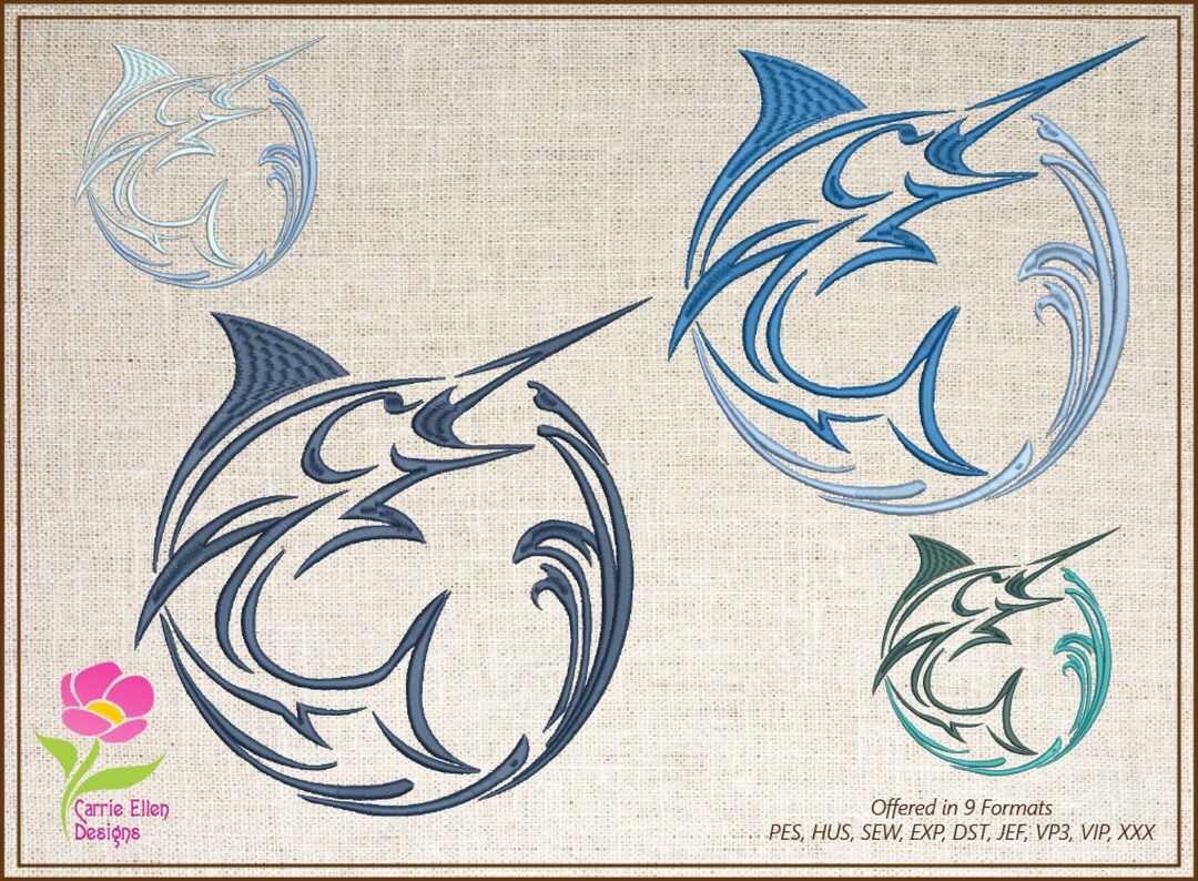 Pacific Blue Marlin Machine Embroidery Design, North Atlantic Swordfish ...