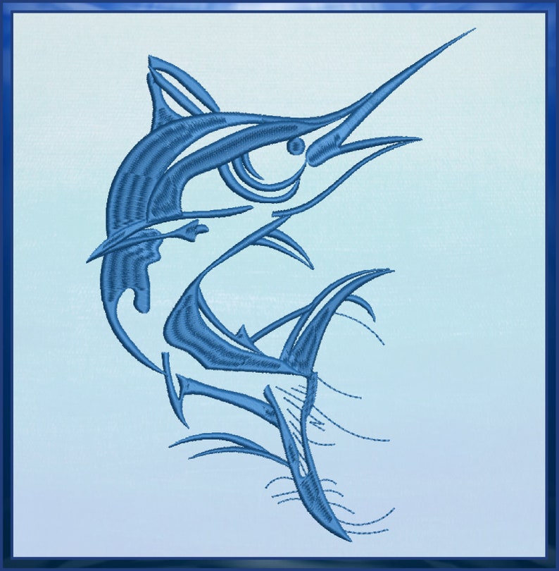 Pacific Blue Marlin Machine Embroidery Design, North Atlantic Swordfish ...