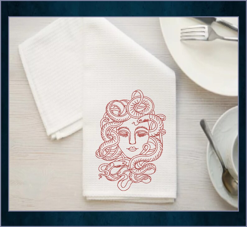 Medusa Head Machine Embroidery Design, Line Art Greek Mythology Medusa ...