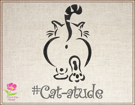 Cat Machine Embroidery Design cat Attitude catatude Fat - Etsy