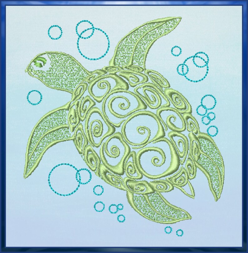 Sea Turtle Machine Embroidery Design Animal Embroidery Ocean - Etsy