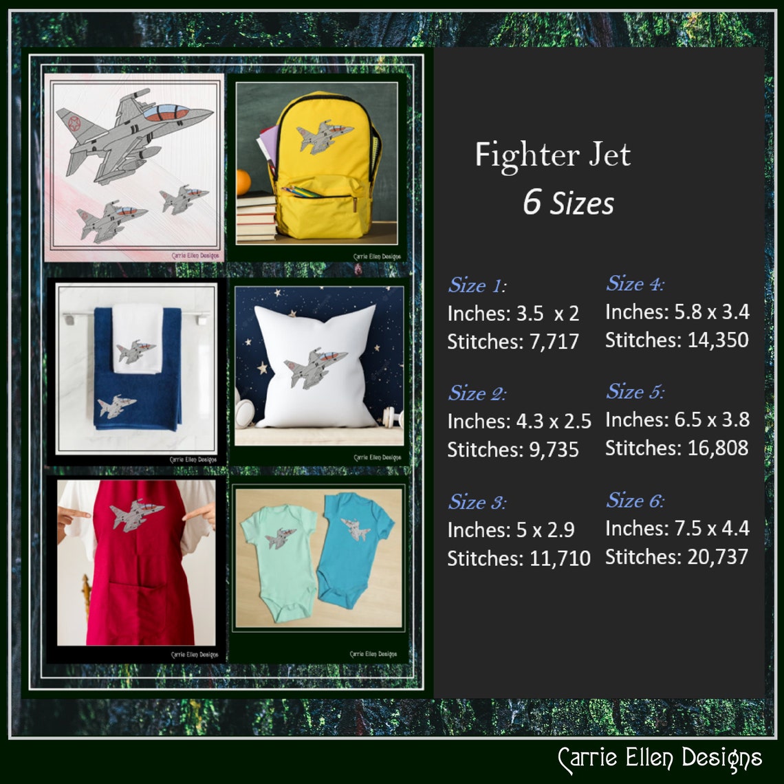 Fighter Jet Machine Embroidery Design, Airforce Jet Plane Design, USAF ...