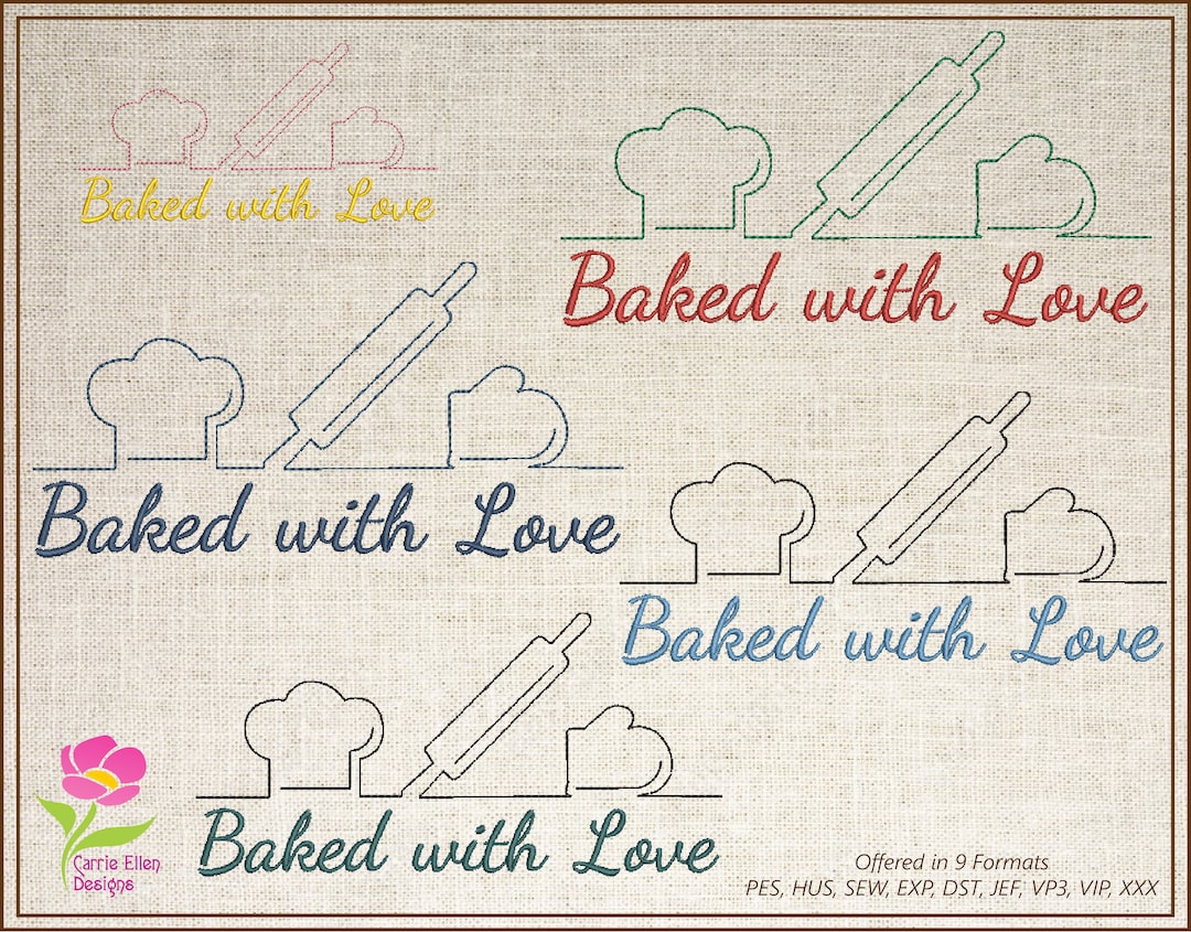 Baked With Love Machine Embroidery Design, Baking Embroidery Pattern ...