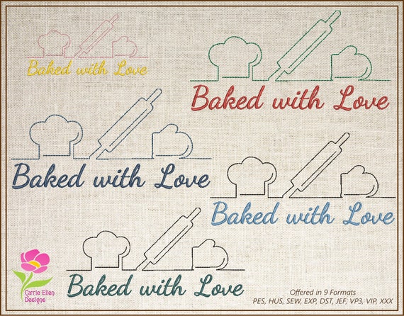 Baked With Love Machine Embroidery Design Baking Embroidery - Etsy