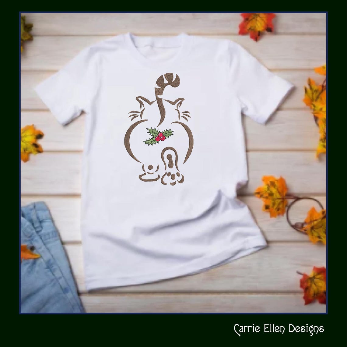 Christmas Fat Cat Embroidery Design, Mistletoe Butt Catatude Design, X ...