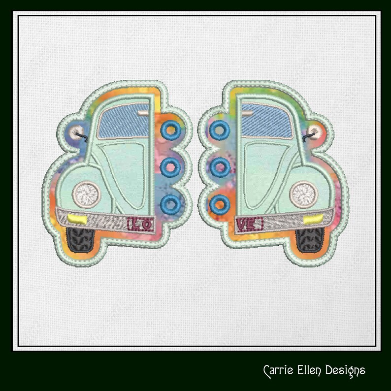 ITH Shoelace Charms Machine Embroidery Design, VW Volkswagen Hippie Bug ...