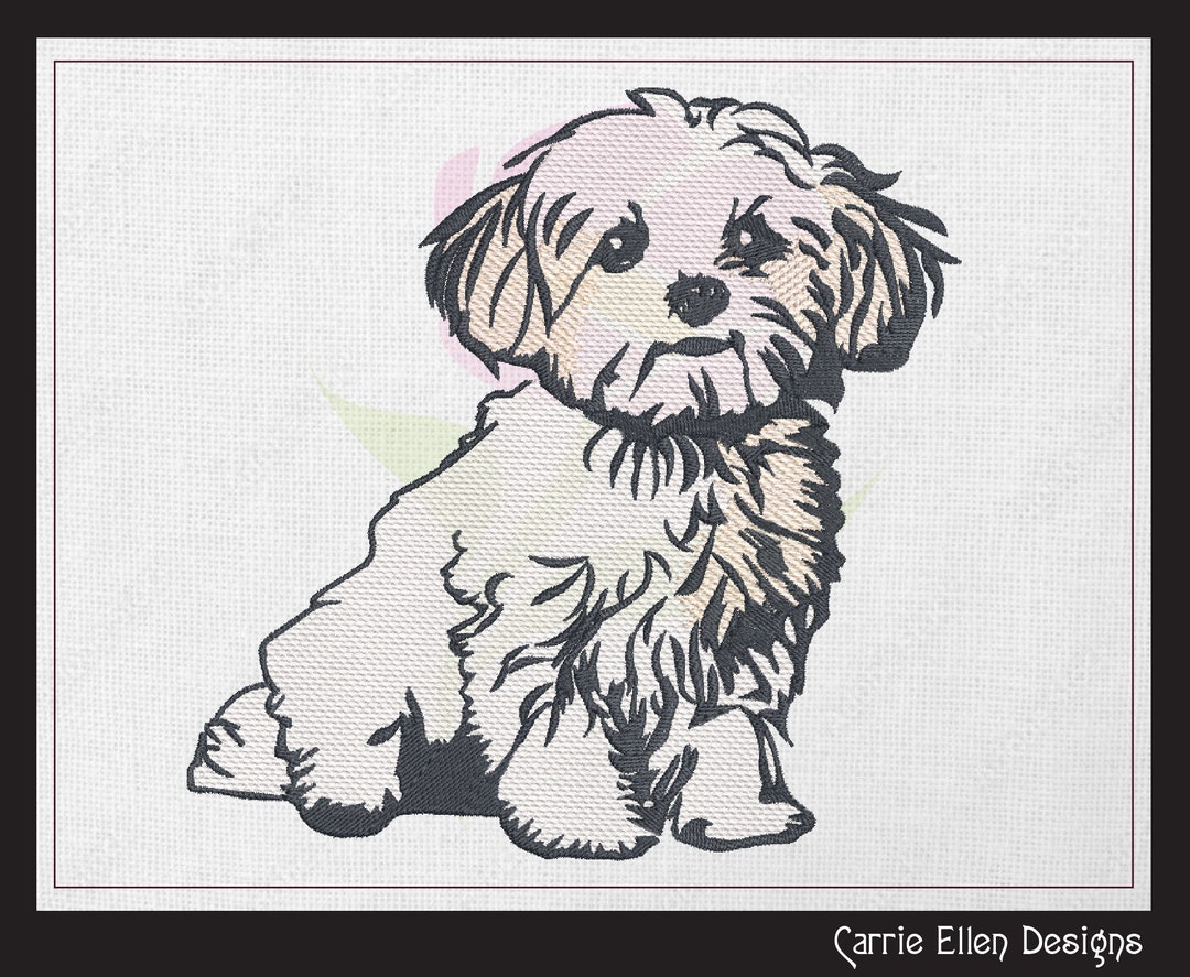 Maltese Puppy Machine Embroidery Design, Cute Pet Dog Design, Dog Lover ...