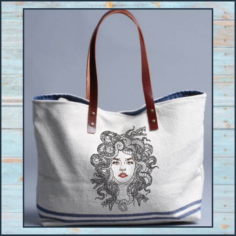 Medusa Snake Head Machine Embroidery Design, Line Art Greek Mythology ...