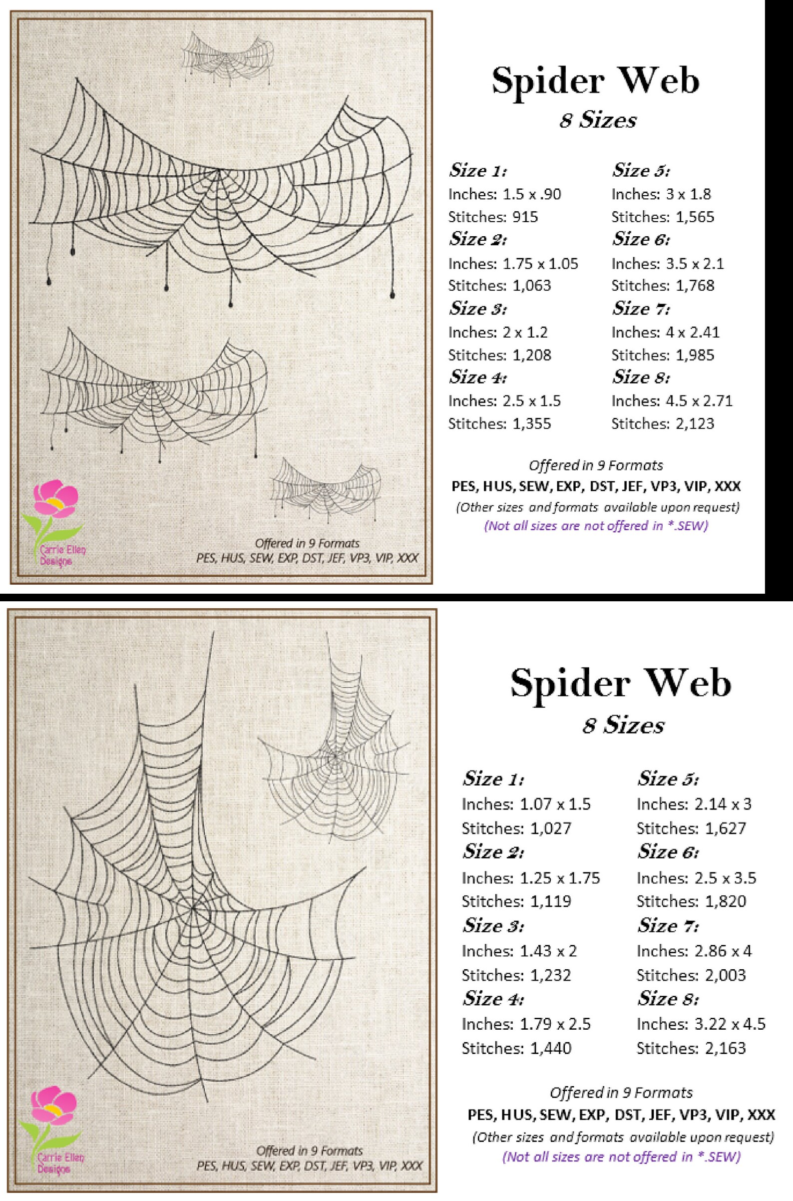Spider Web Machine Embroidery Design Bundle, Black Spider Embroidery ...