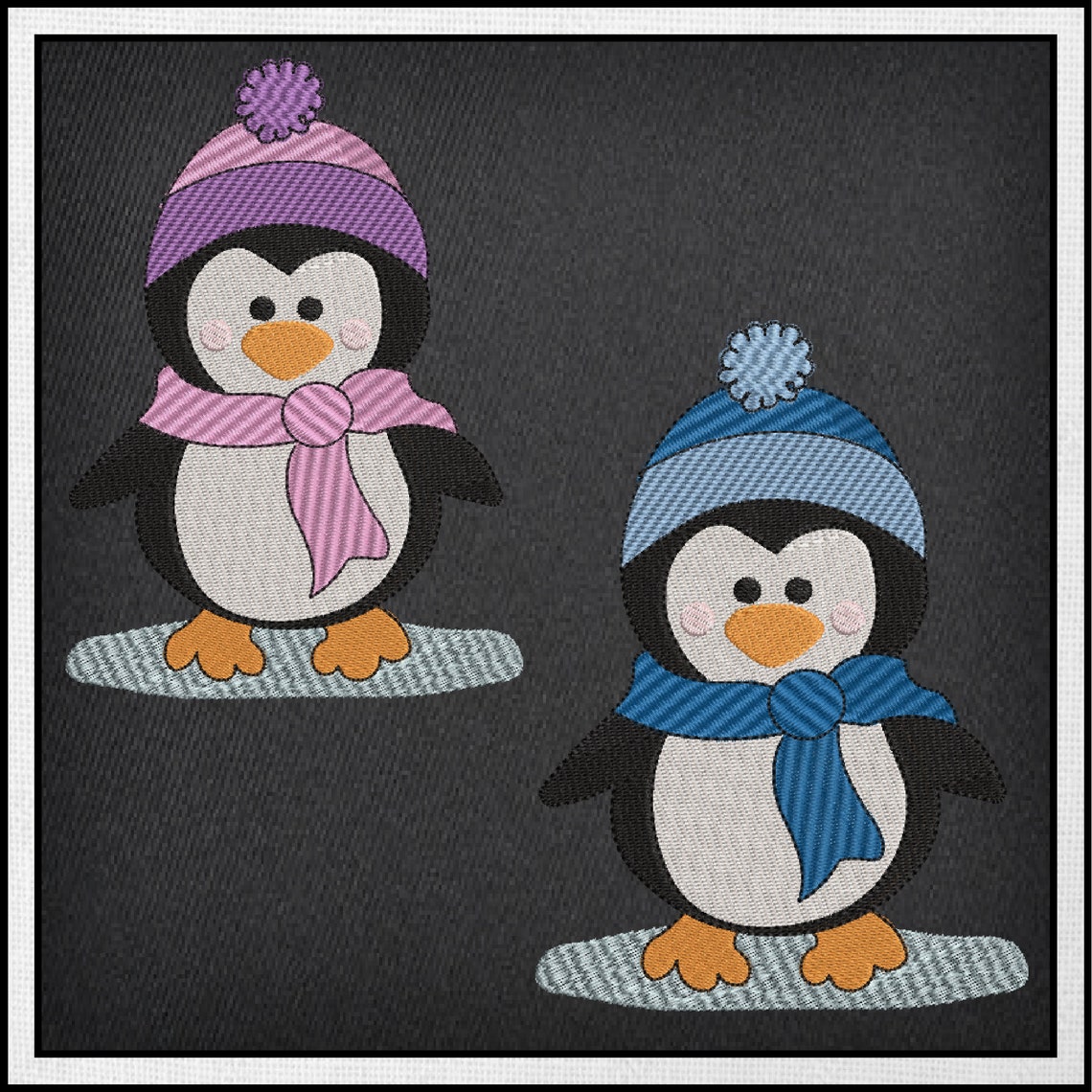 Penguin Machine Embroidery Design Penguin on an Icy Pond - Etsy