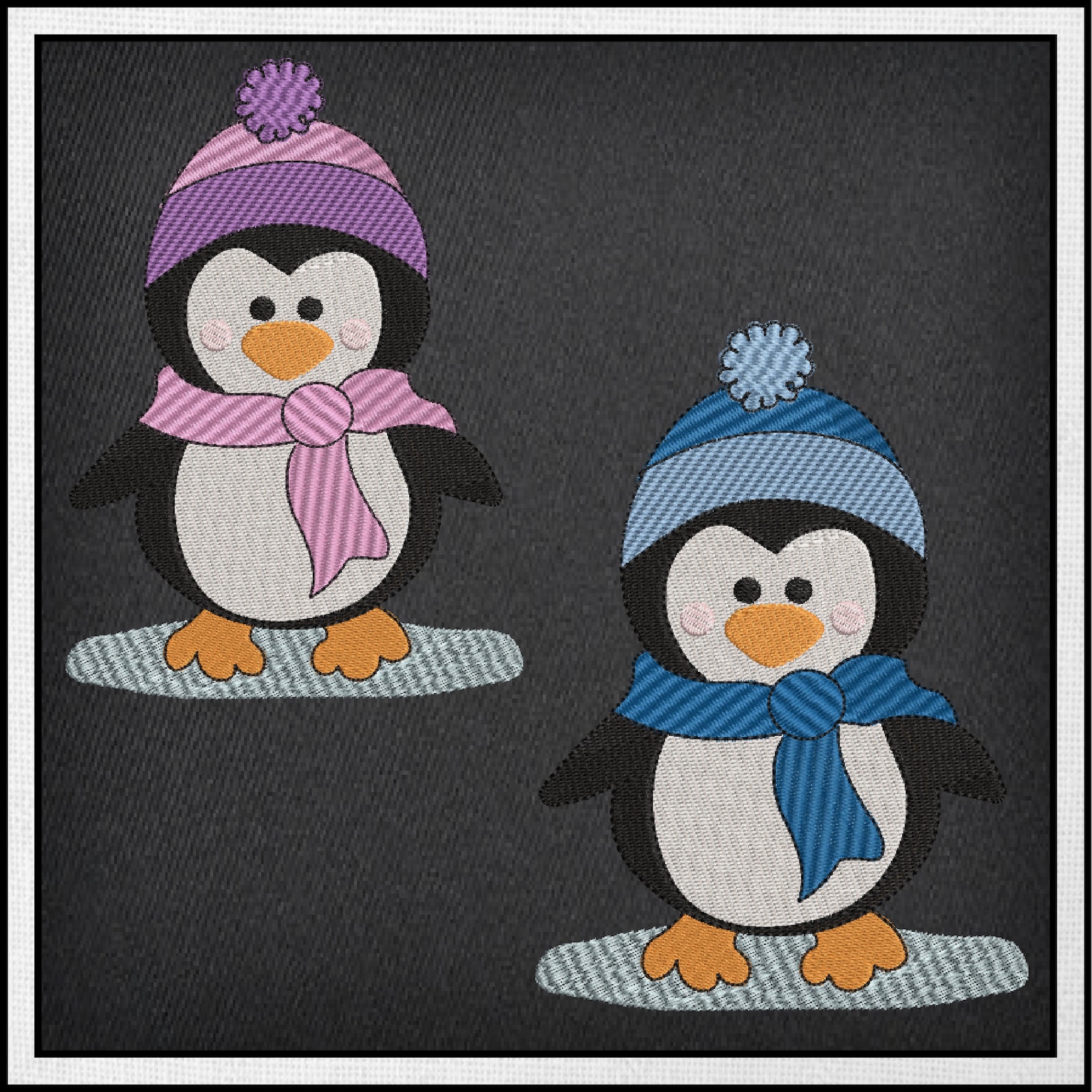 Penguin Machine Embroidery Design, Penguin on an Icy Pond Design ...