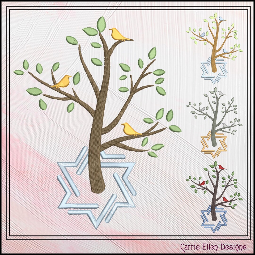 Jewish Holiday Machine Embroidery Design, Shabbat Shalom Tree of Life ...