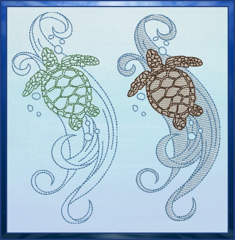 Sea Turtle Machine Embroidery Design Animal Embroidery Ocean | Etsy