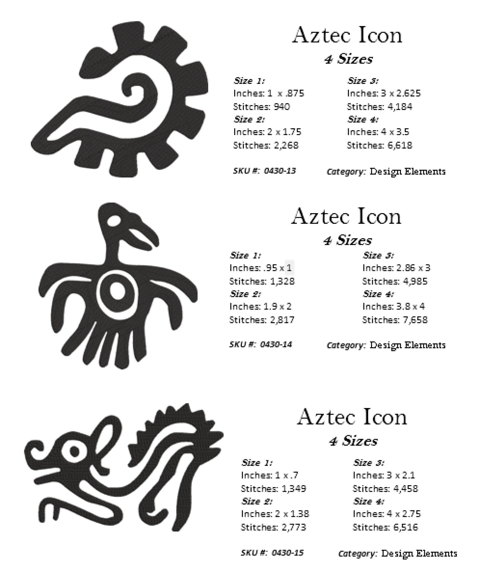 22 Aztec Style Icons Machine Embroidery Design Bundle. 22 Individual ...