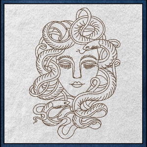 Medusa Head Machine Embroidery Design, Line Art Greek Mythology Medusa ...