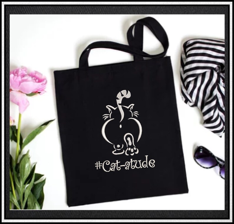 Cat Machine Embroidery Design cat Attitude catatude Fat - Etsy