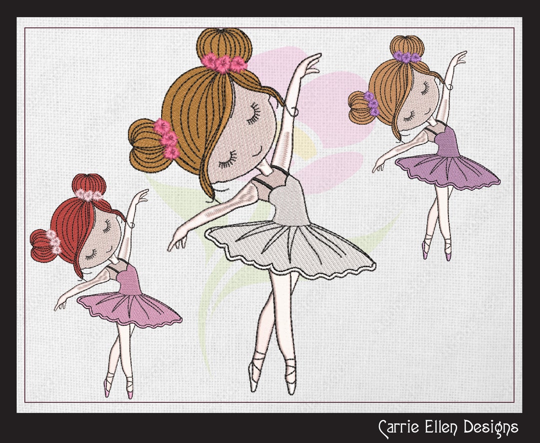 Ballerina Machine Embroidery Design, Dancer Ballet Embroidery Design ...