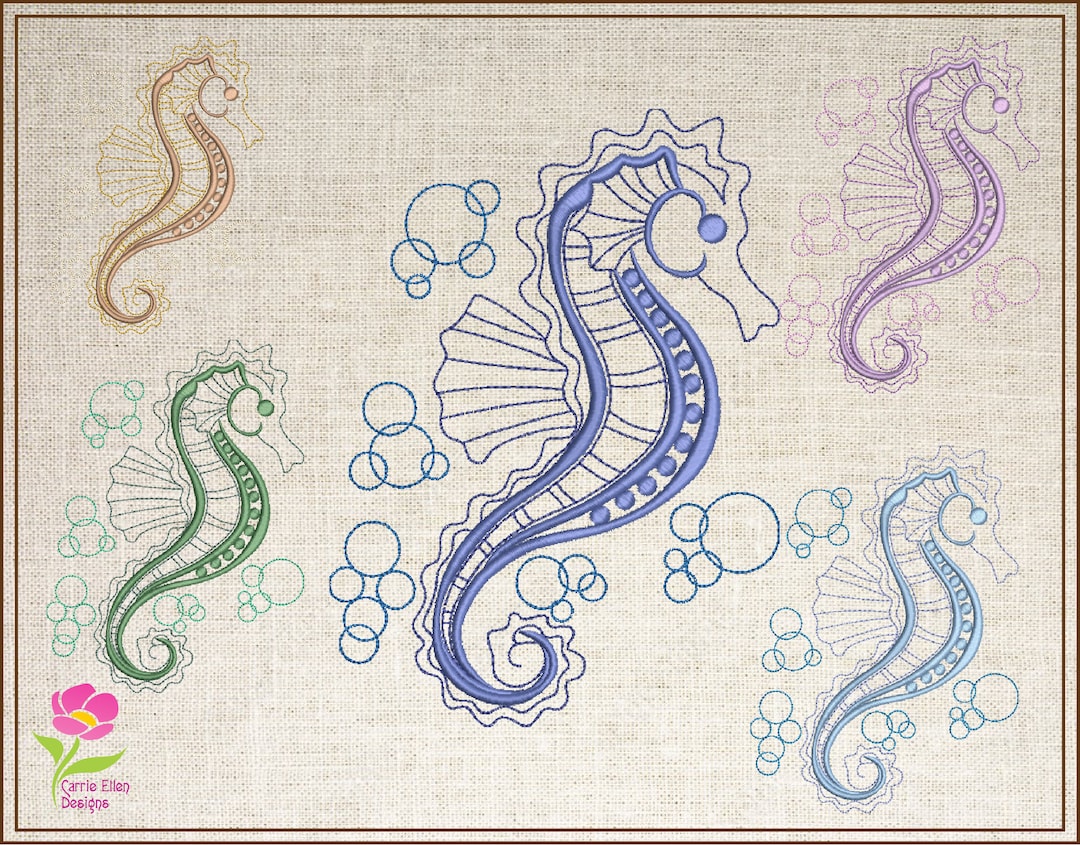 Seahorse Machine Embroidery Design, Sea Life Marine Animals Embroidery ...