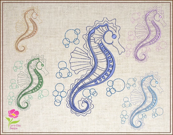 Seahorse Machine Embroidery Design Sea Life Marine Animals | Etsy