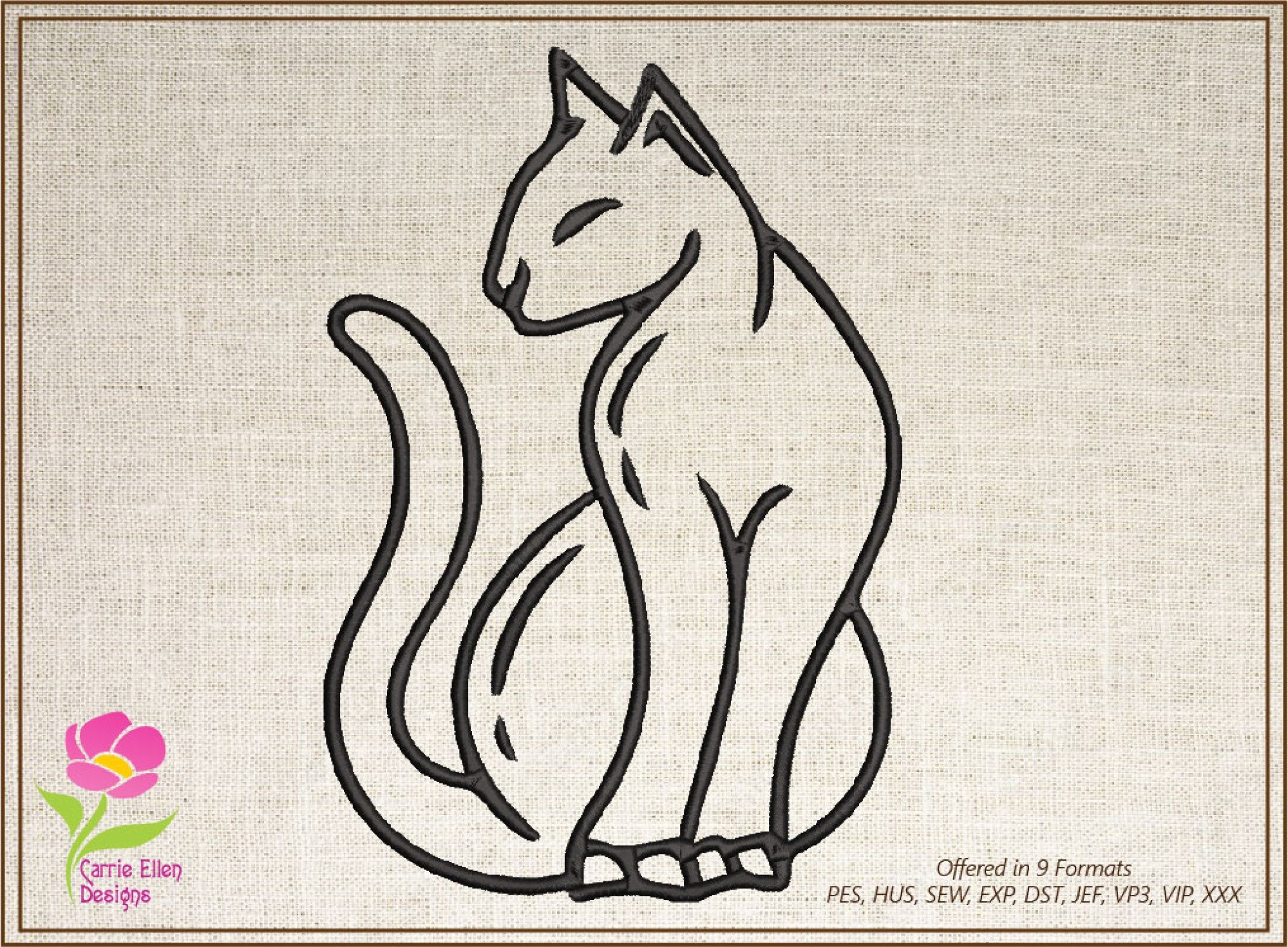 Cat Machine Embroidery Design Bundle. Cat Outline Design | Etsy