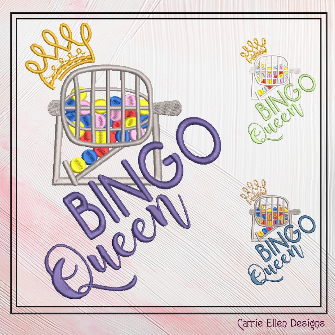 Bingo Queen Embroidery Design, Machine Embroidery Design, Bingo Game ...