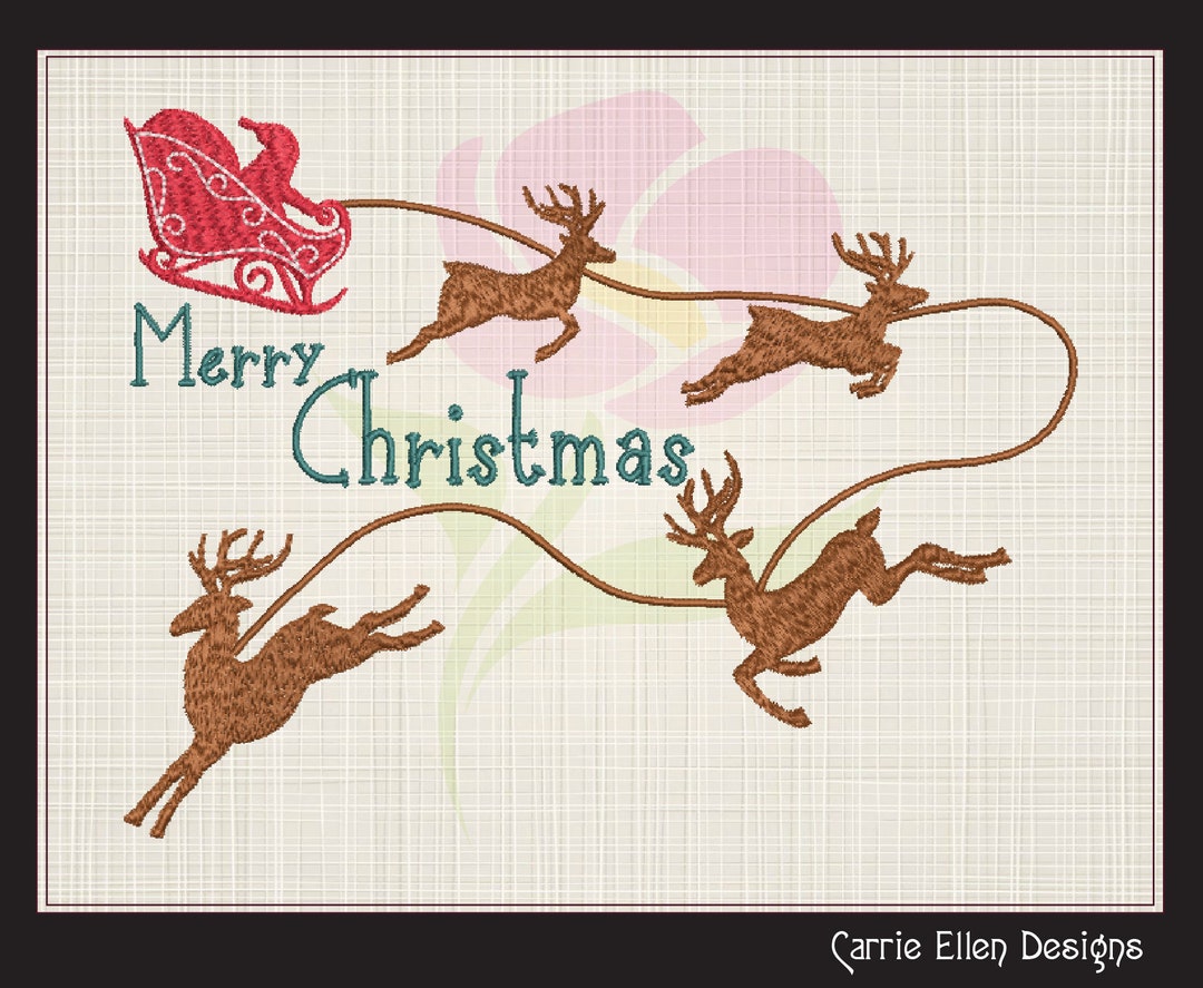 Christmas Machine Embroidery Design, Santas Sleigh Holiday Embroidery ...