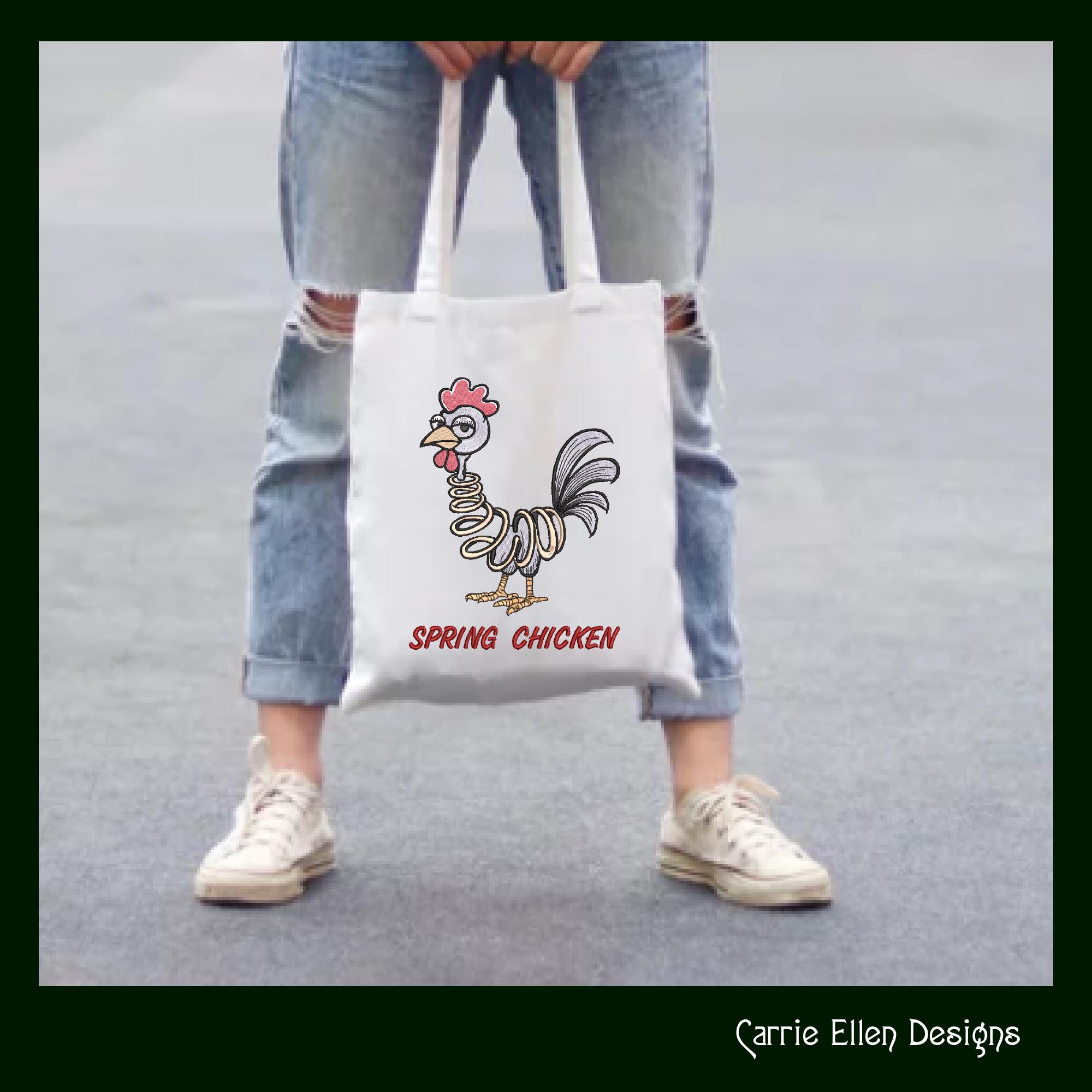 Spring Chicken Idiom Machine Embroidery Design – Adult Aging Humor ...