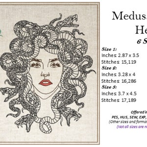Medusa Snake Head Machine Embroidery Design, Line Art Greek Mythology ...