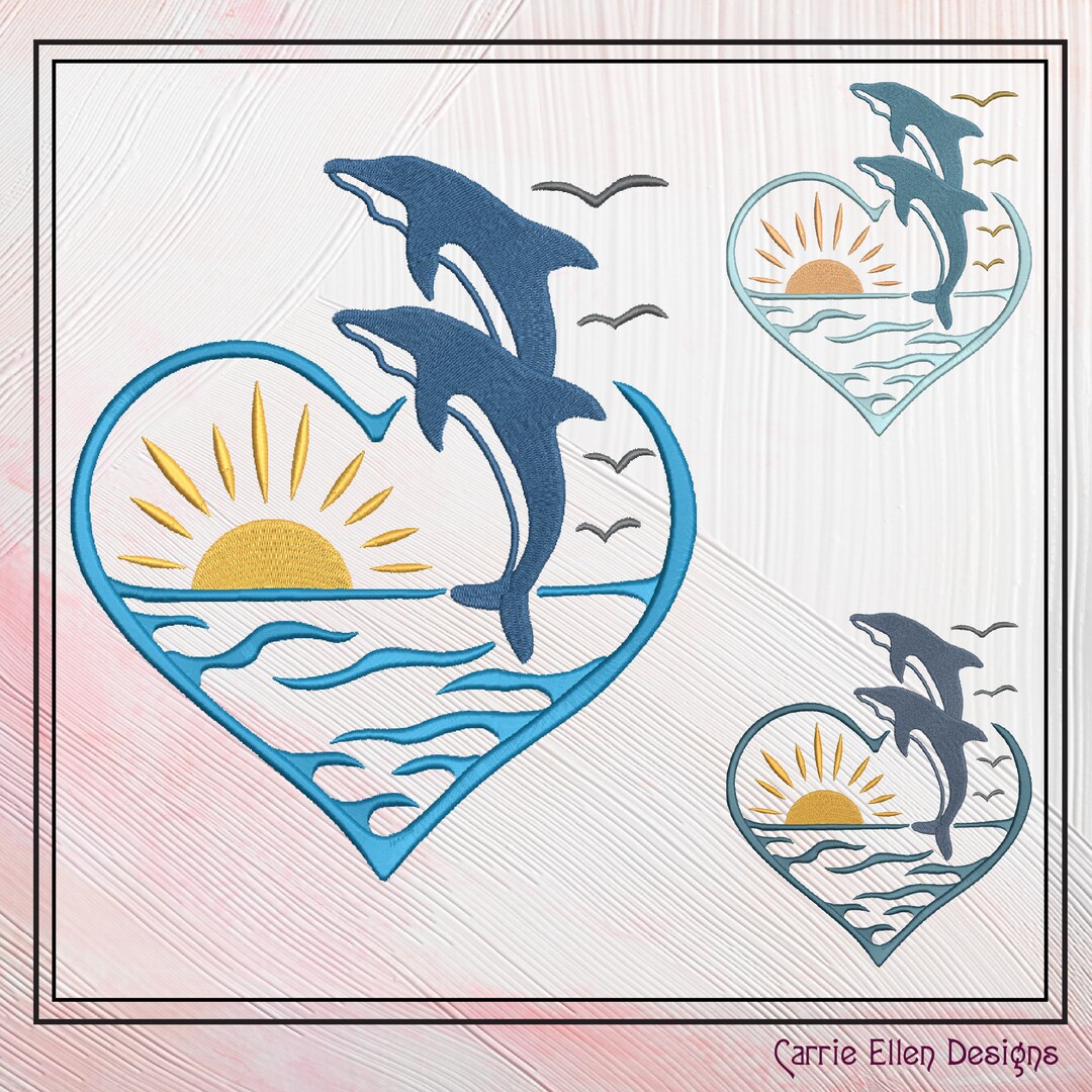 Dolphin Machine Embroidery Design, Bottlenose Dolphin Pattern, Jumping ...
